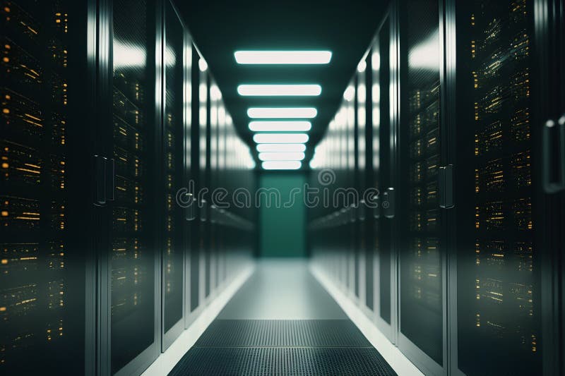 Server Room with Hard Drives and Lights. 3d Rendering Toned Image Stock ...