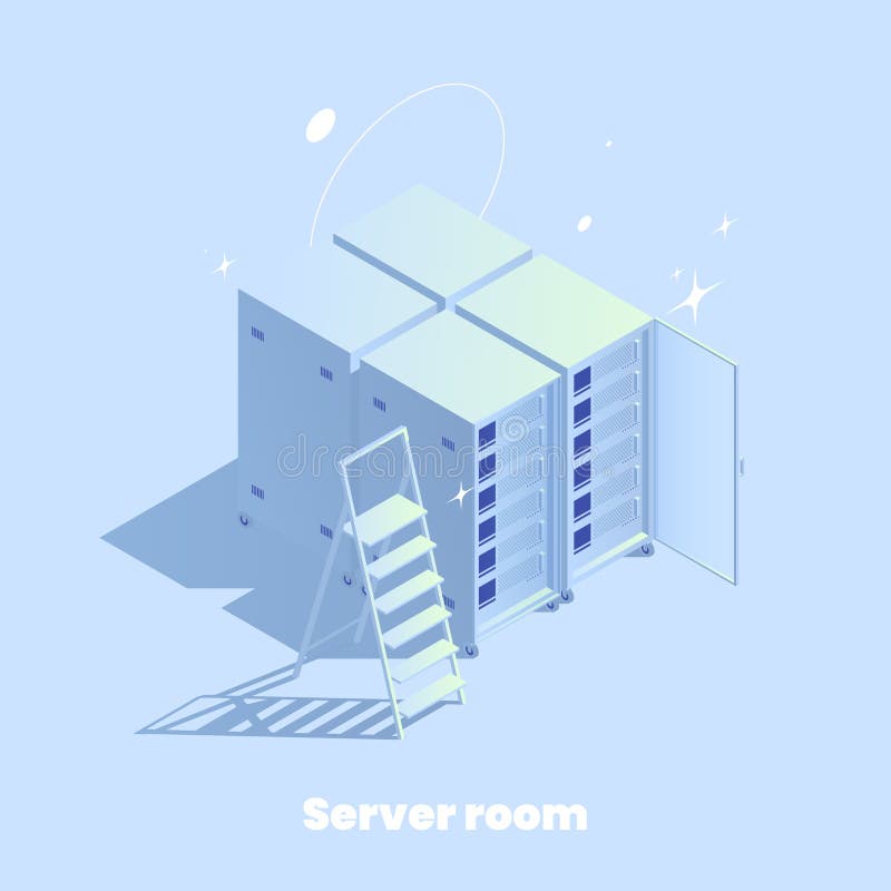 Server Room Isometric Interior Stock Vector - Illustration of graphic ...