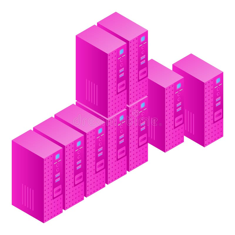 Server Room Icon, Isometric Style Stock Vector - Illustration of ...