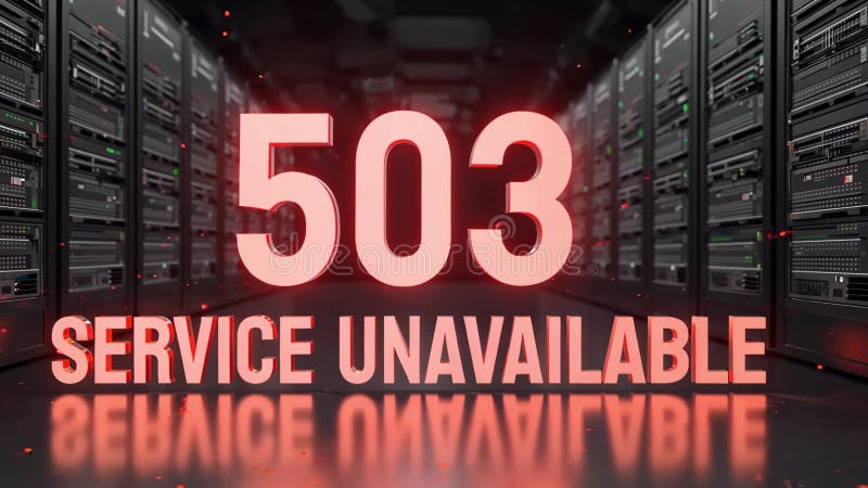 Server Room Displays Red 503 Error Message Indicating Service ...