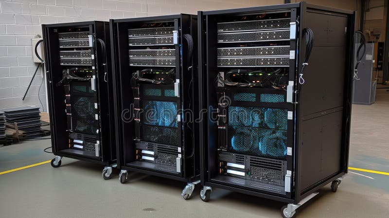 Server Room Illuminated by Glowing Lights and Indicators, AI Generative ...