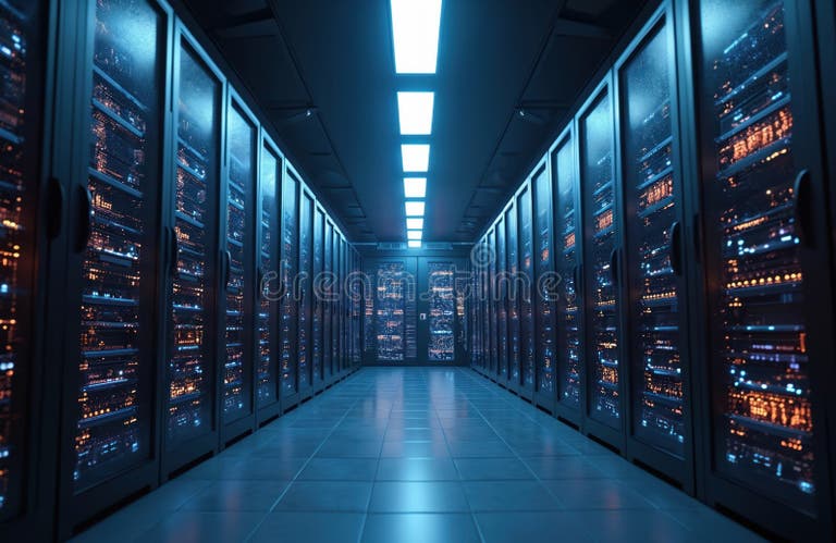 Server Room Illustration Featuring Data Center, Tech Warehouse Filled ...