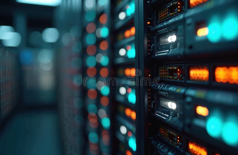 Server Room Infrastructure with Racks of Servers. Data Center ...