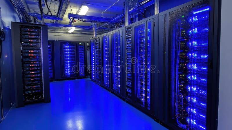 Server Room Infrastructure Showcasing Advanced Data Systems Stock ...