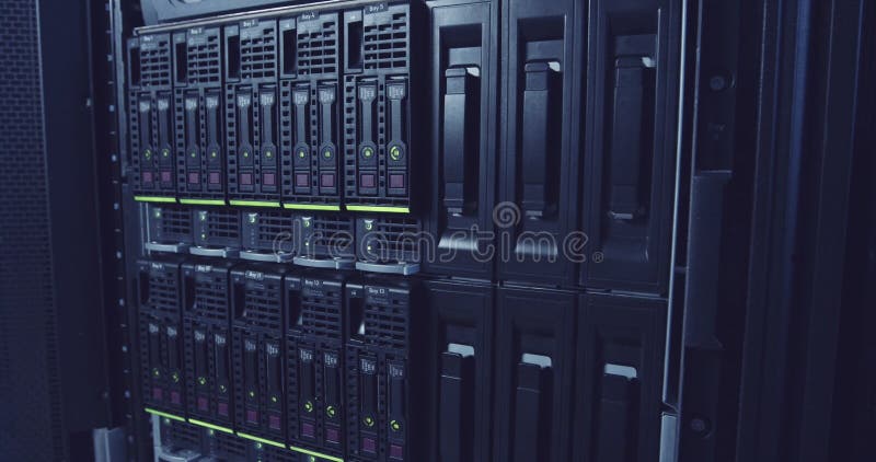 A Large Server Room Inside a Cloud Computing Data Center Stock Video ...
