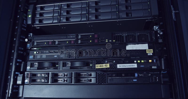 A Large Server Room Inside a Cloud Computing Data Center Stock Footage ...