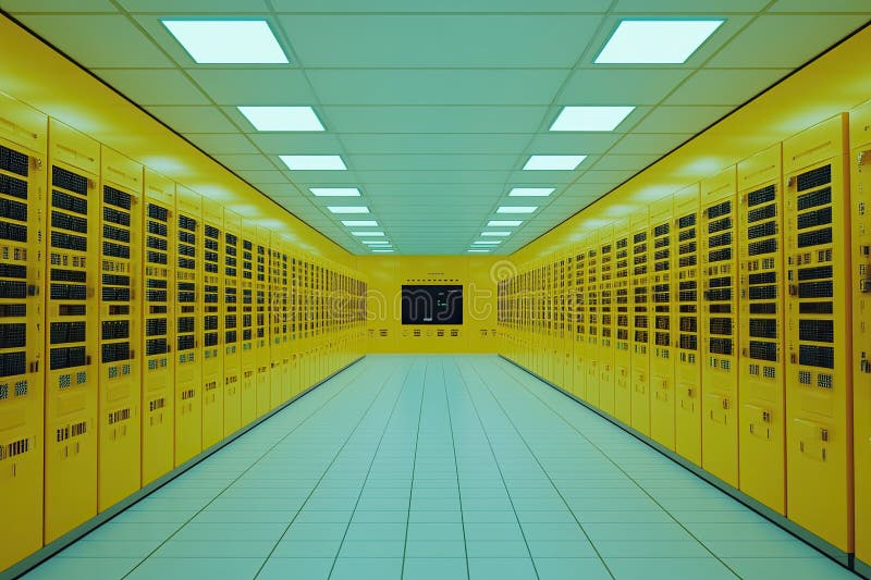 Yellow Server Room AI Render Stock Illustration - Illustration of ...