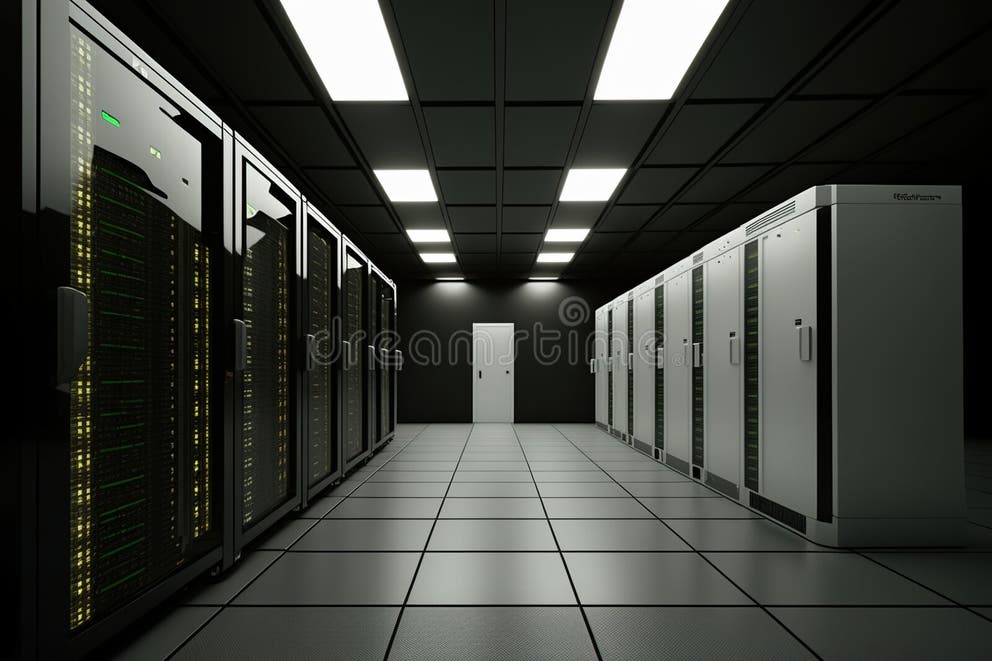 Server Room Interior in Data Center Database Stock Illustration ...