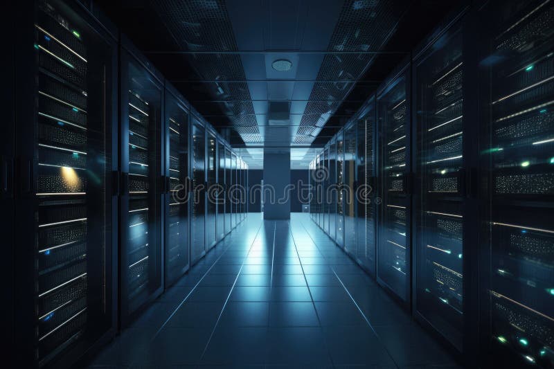 Server Room Interior. Data Center. Generative AI Stock Illustration ...