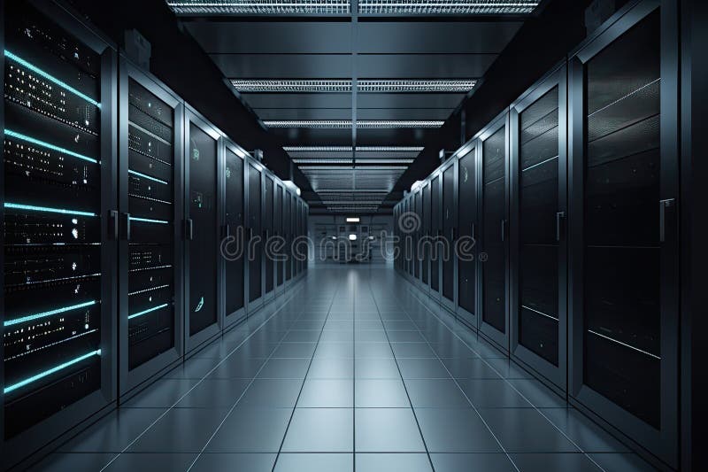 Server Room Interior. Data Center. Generative AI Stock Illustration ...