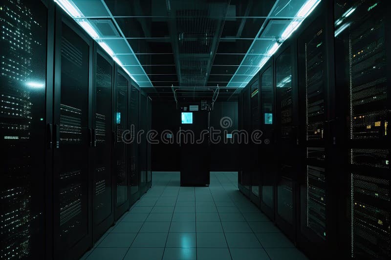 Server Room Interior. Data Center. Generative AI Stock Illustration ...