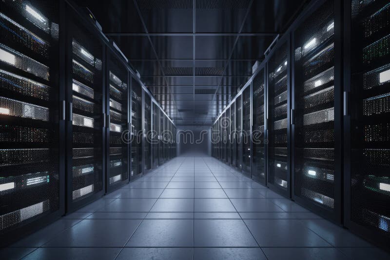 Server Room Interior. Data Center. Generative AI Stock Illustration ...