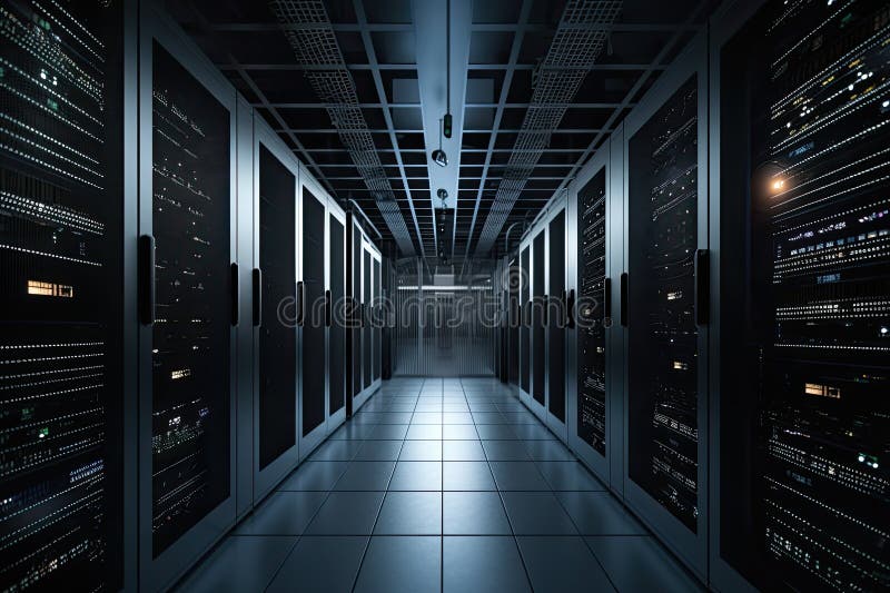 Server Room Interior. Data Center. Generative AI Stock Illustration ...