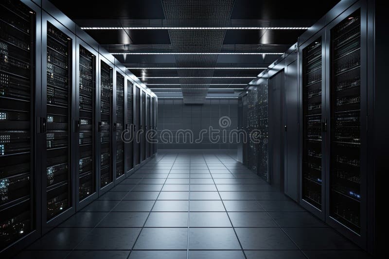 Server Room Interior. Data Center. Generative AI Stock Illustration ...