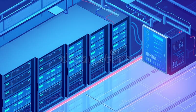 Server Room Interior, Data Center Technology Hub, Stock Photo ...