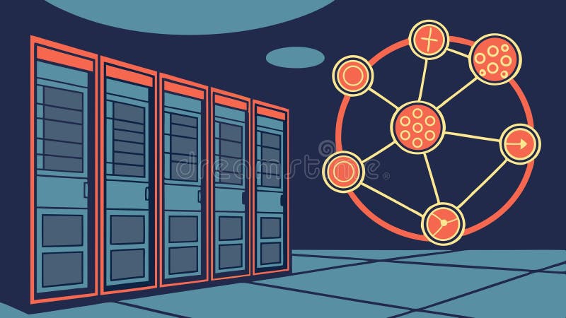 Server Room Interior, Data Servers, Computer Servers, Technology Infrastructure Vector Design ...