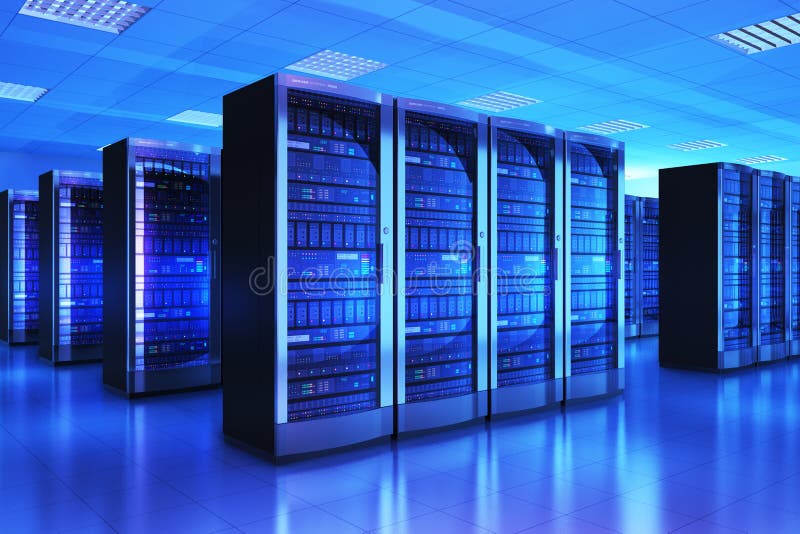 Server room in datacenter stock illustration. Illustration of object ...