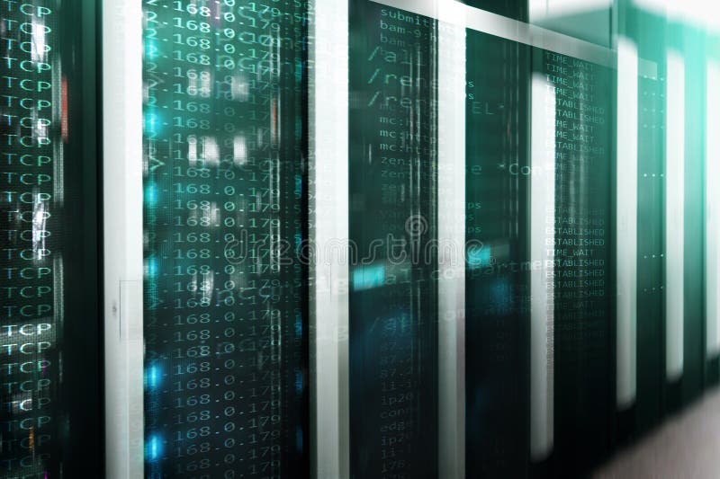 Server Room Interior in Datacenter, Multi Exposure Stock Image - Image ...