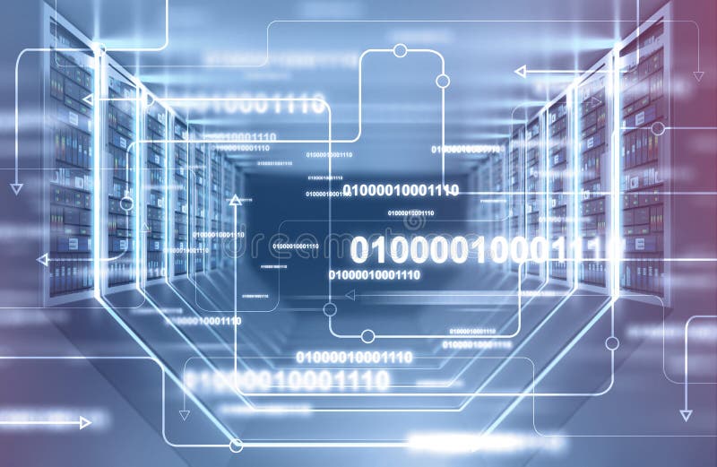 Server Room Interior, Lines of Code Stock Illustration - Illustration ...