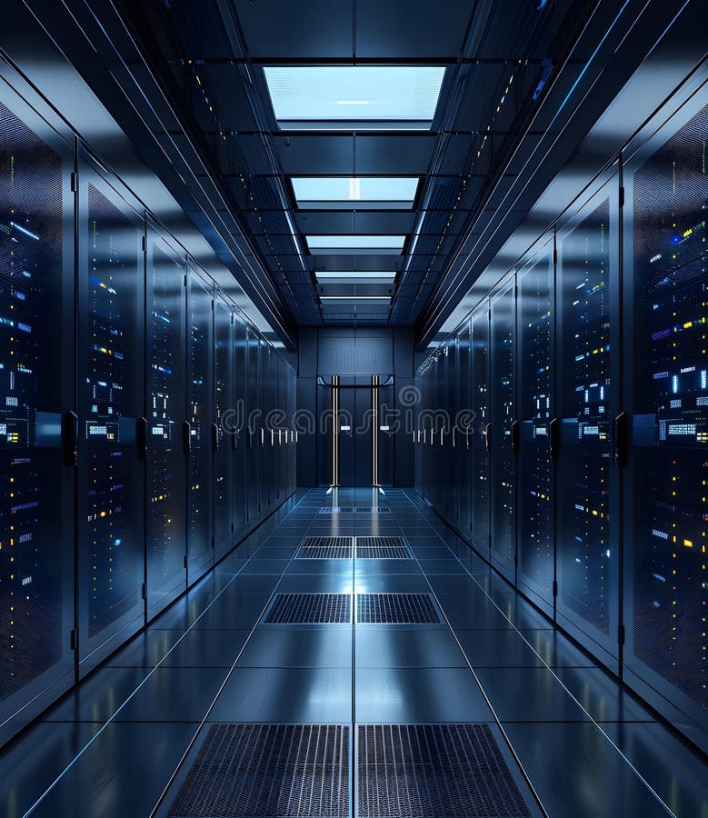Server Room Interior with Rows of Rack Servers Generated Using AI ...