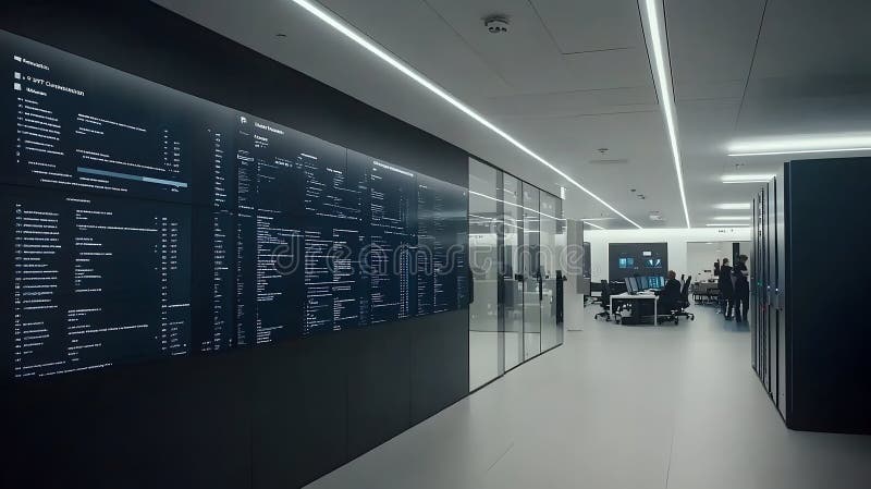 Server Room Interior Rows of Racks Dark Gray Technical Atmosphere Stock ...