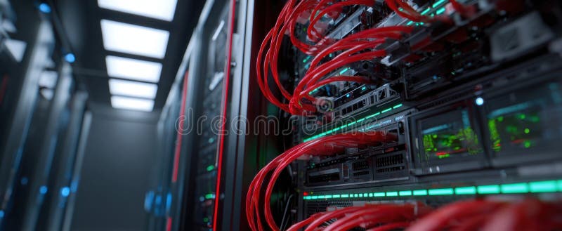 The Server Room with Intricate Connections and Vibrant Cables ...