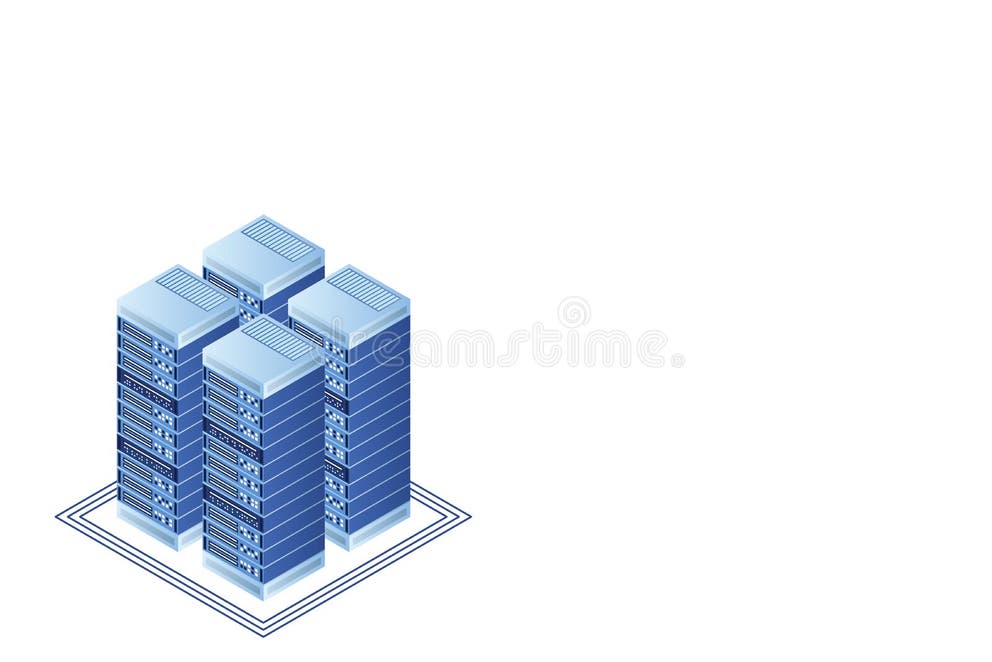 Server Room Isometric, Cloud Storage Data, Data Center, Big Data Processing and Computing ...