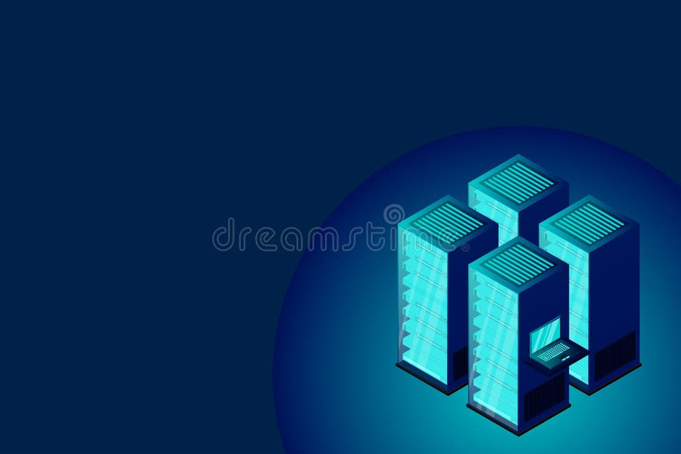 Server Room Isometric, Cloud Storage Data, Data Center, Big Data Processing and Computing ...