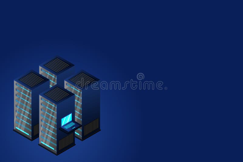 Server Room Isometric, Cloud Storage Data, Data Center, Big Data Processing and Computing ...