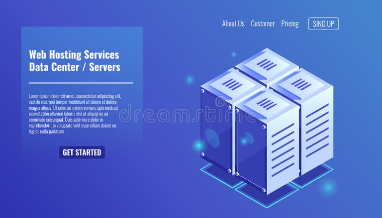 Server Room, Isometric Rack Icon, Website Hosting Services, Datacenter ...