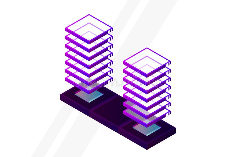 Server Room Isometric Vector Futuristic Technology Of Data Protection And Processing
