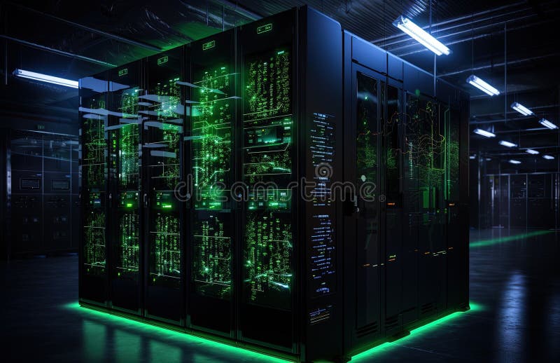 Server Room with a Large Amount of Latest Generation Equipment from a ...