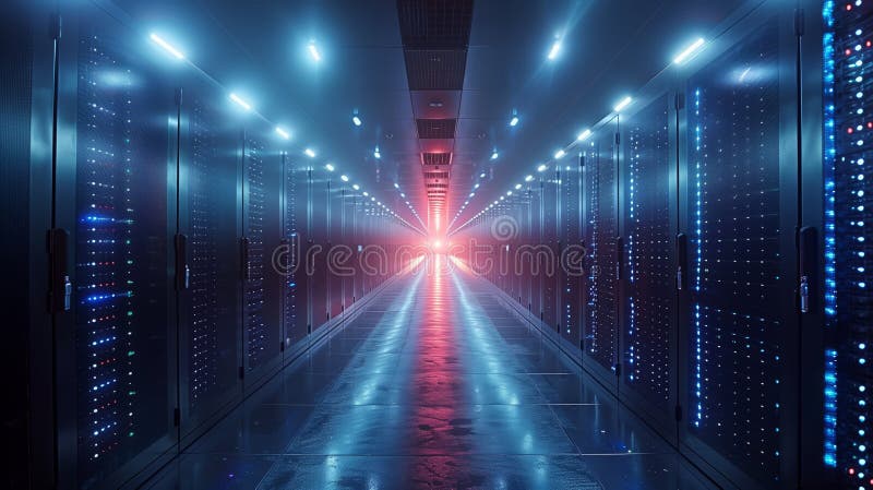 Brightly Lit Server Room Red Blue Lighting Stock Photos - Free ...