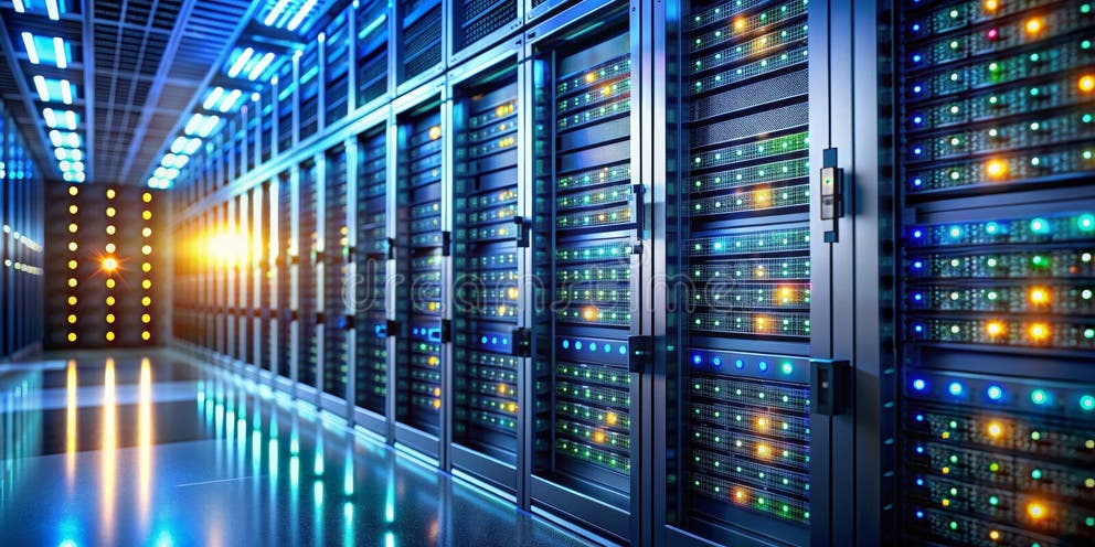 Server Room Lights, Blue and Orange, Server Racks, Data Center, Network ...