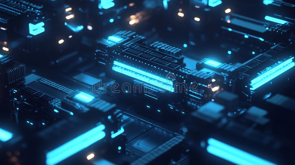 A Server Room with a Line of Servers is Captured in this Picture ...