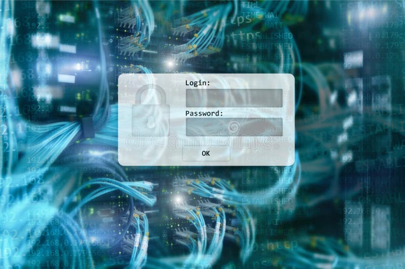 Server Room, Login and Password Request, Data Access and Security Stock ...