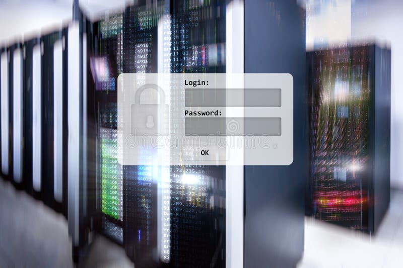 Server Room, Login and Password Request, Data Access and Security Stock ...