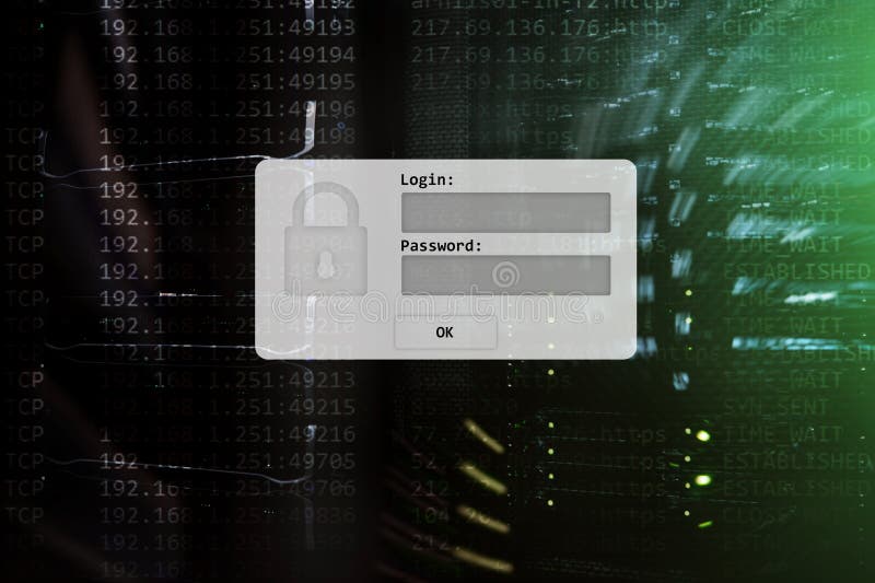Server Room, Login and Password Request, Data Access and Security Stock ...