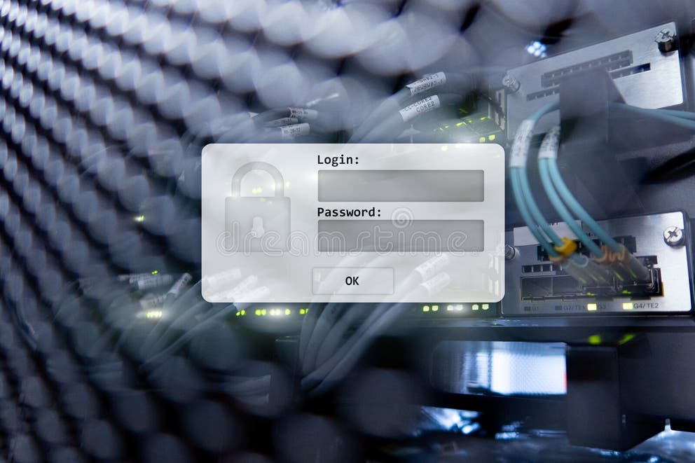 Server Room, Login and Password Request, Data Access and Security Stock ...