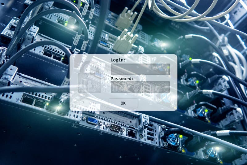Server Room, Login and Password Request, Data Access and Security Stock ...
