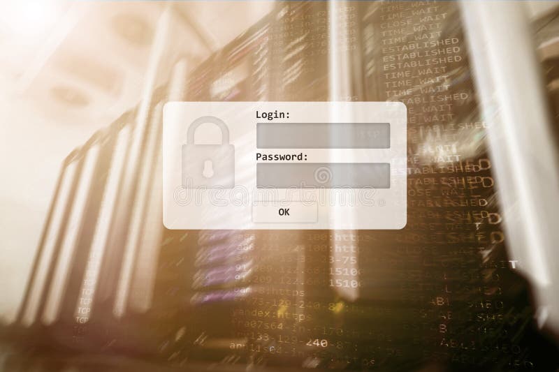 Server Room, Login and Password Request, Data Access and Security Stock ...