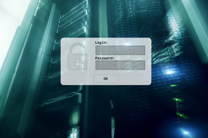 Server Room, Login and Password Request, Data Access and Security Stock ...