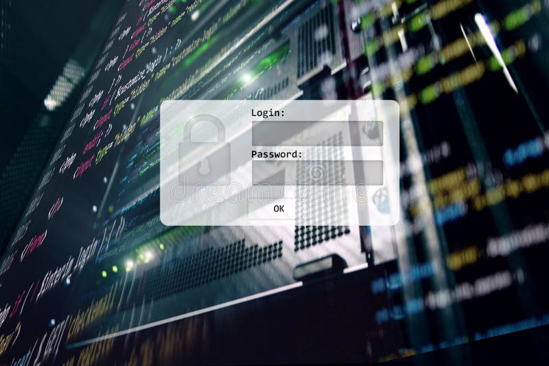 Server Room, Login and Password Request, Data Access and Security Stock ...
