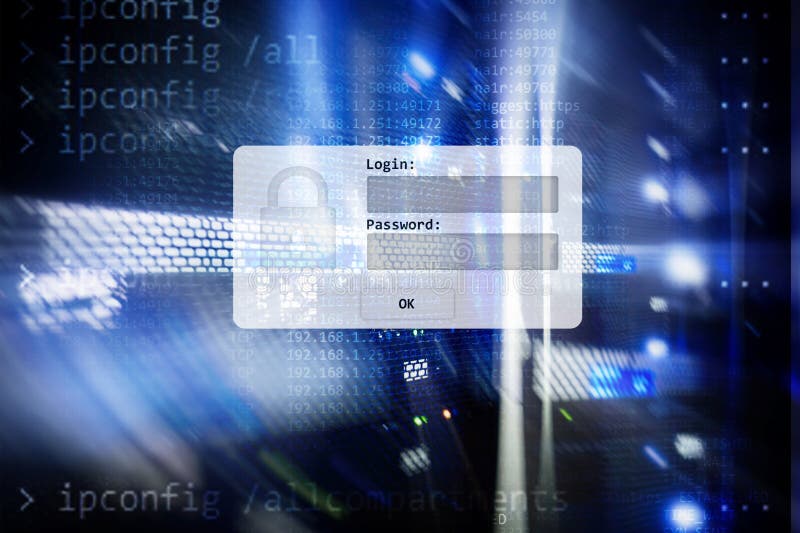 Server Room, Login and Password Request, Data Access and Security Stock ...
