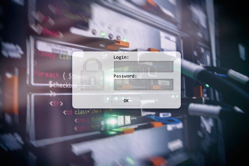 Server Room, Login and Password Request, Data Access and Security ...