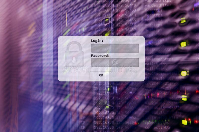 Server Room, Login and Password Request, Data Access and Security ...