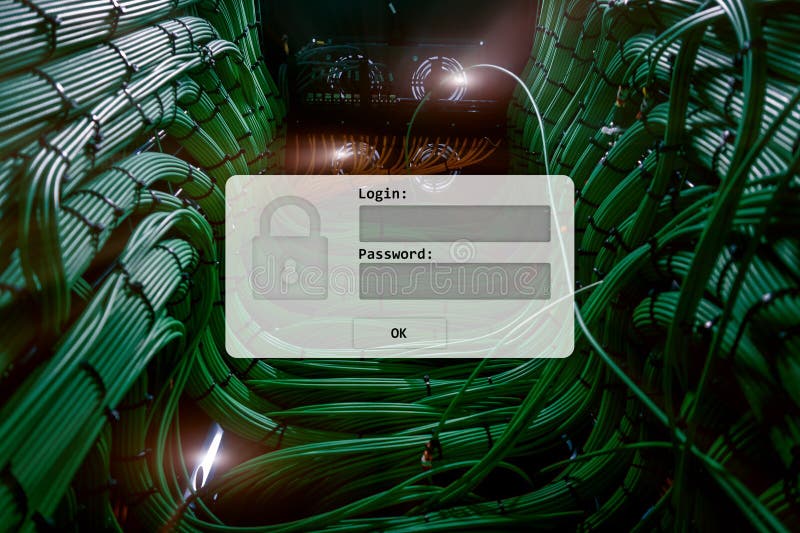 Server Room, Login and Password Request, Data Access and Security ...