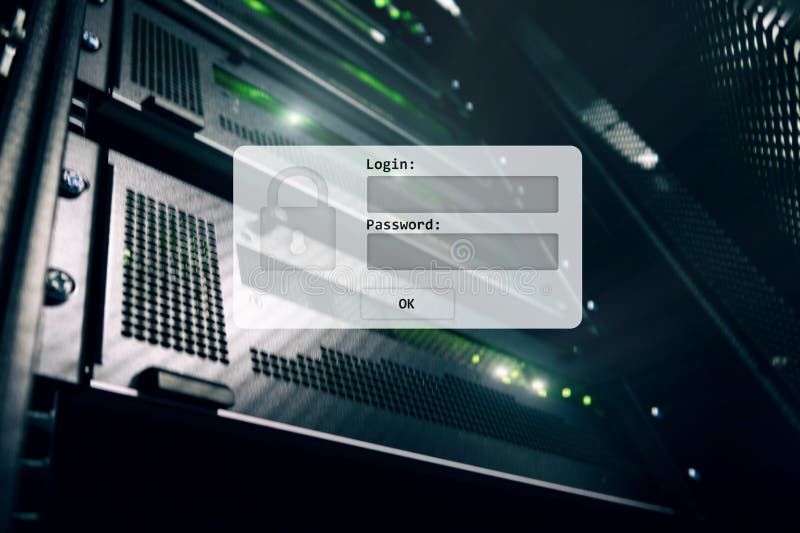 Server Room, Login and Password Request, Data Access and Security ...