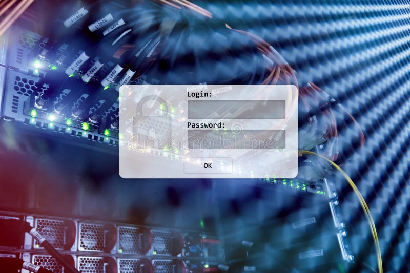 Server Room, Login and Password Request, Data Access and Security Stock ...