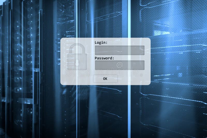 Server Room, Login and Password Request, Data Access and Security Stock ...
